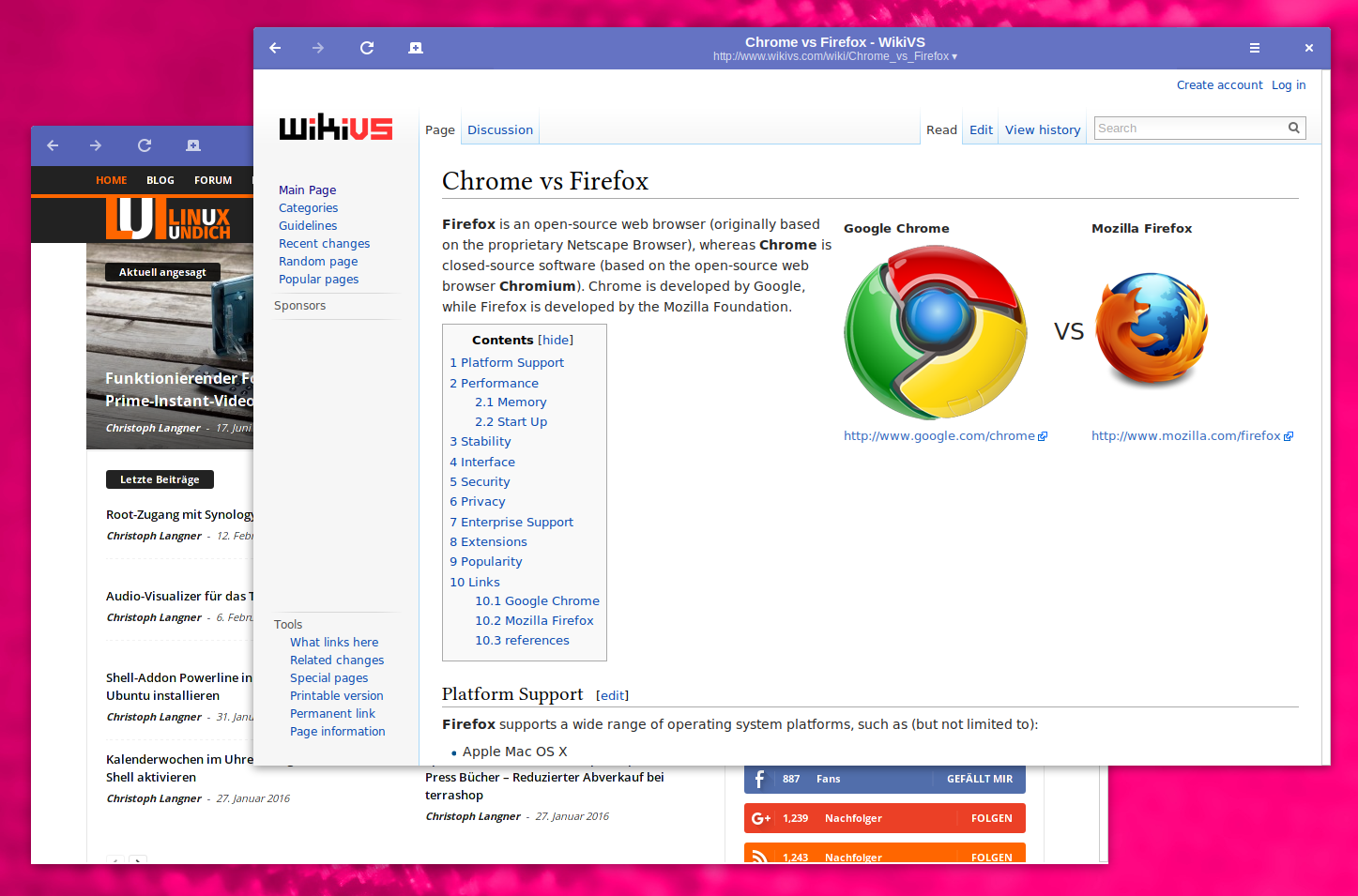 WikiVS stellt Vergleiche im Wiki-Stil an – Linux und Ich