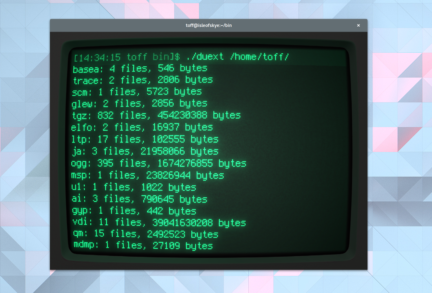 Speicherbelegung eines Dateityps rekursiv in allen Unterordnern ...