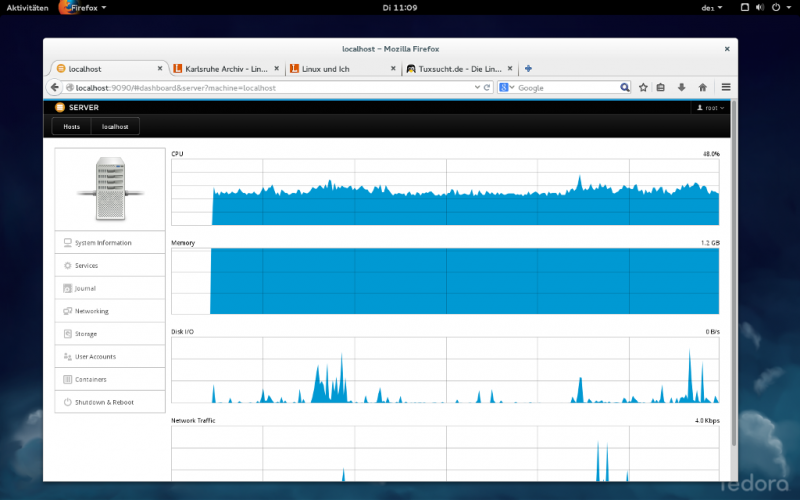 Das Web-Cockpit aus Fedora 21 in der Workstation-Version installieren ...
