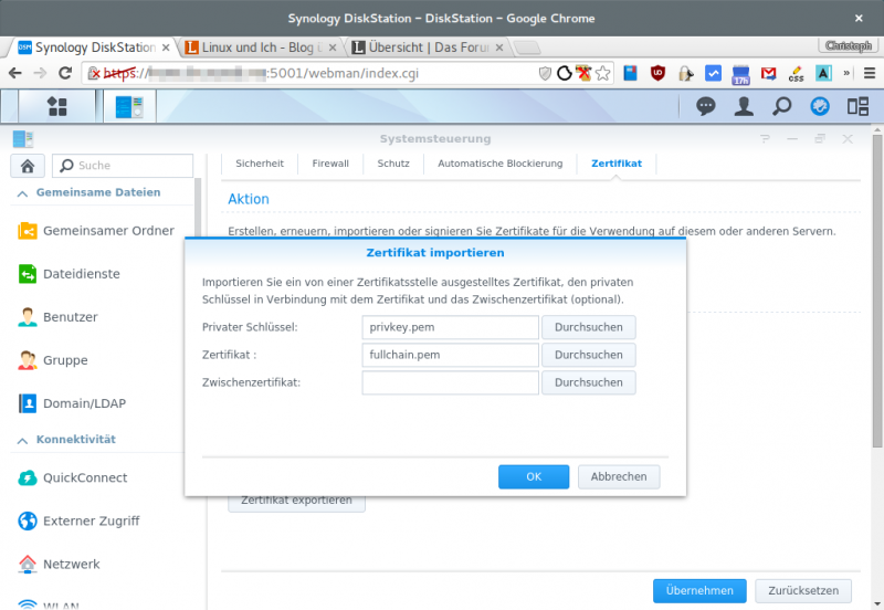 SSL-Zertifikat von Let's Encrypt auf Synology oder anderem NAS ablegen ...