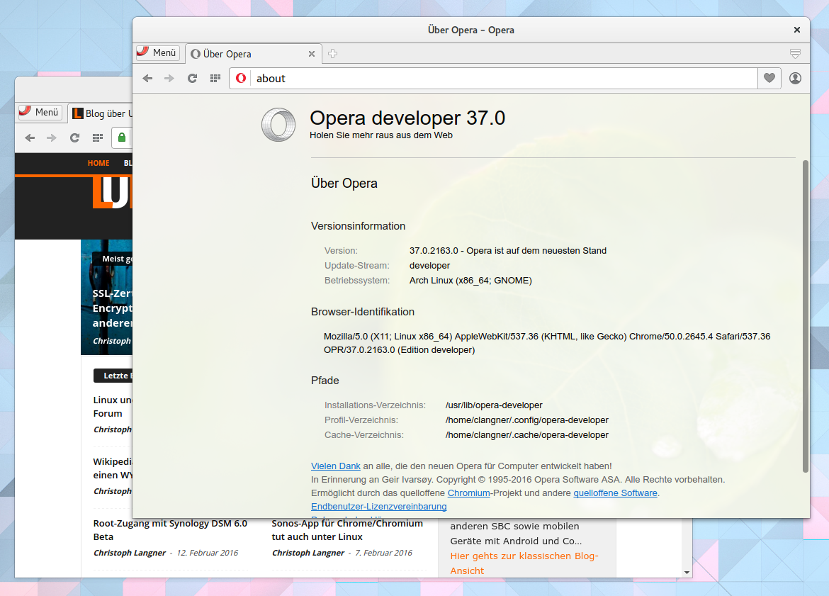 Opera 37 Developer mit integriertem Adblocker – Linux und Ich